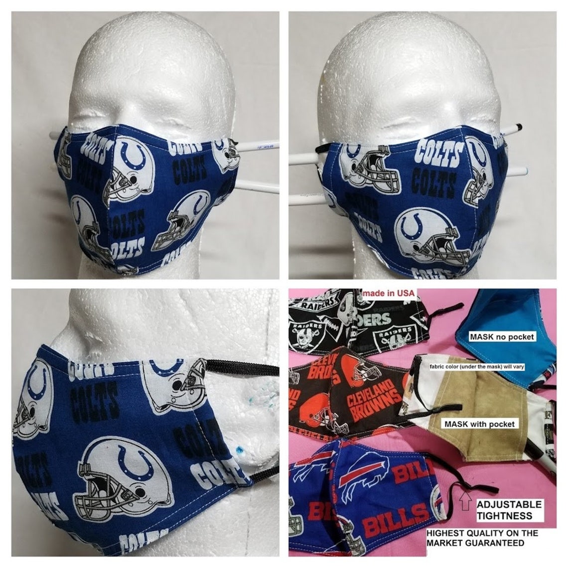 Indianapolis Colts face mask BREATHABLE 2 3 4 layers nose | Etsy