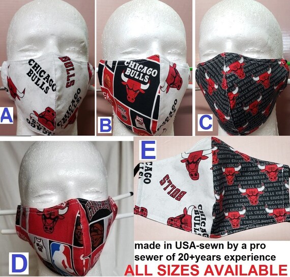 Chicago Bulls Face Mask BREATHABLE 2 3 4 Layers Nose Wire | Etsy