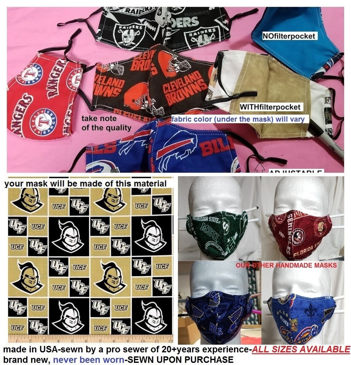 UCF Knights face mask BREATHABLE University of Central Florida | Etsy