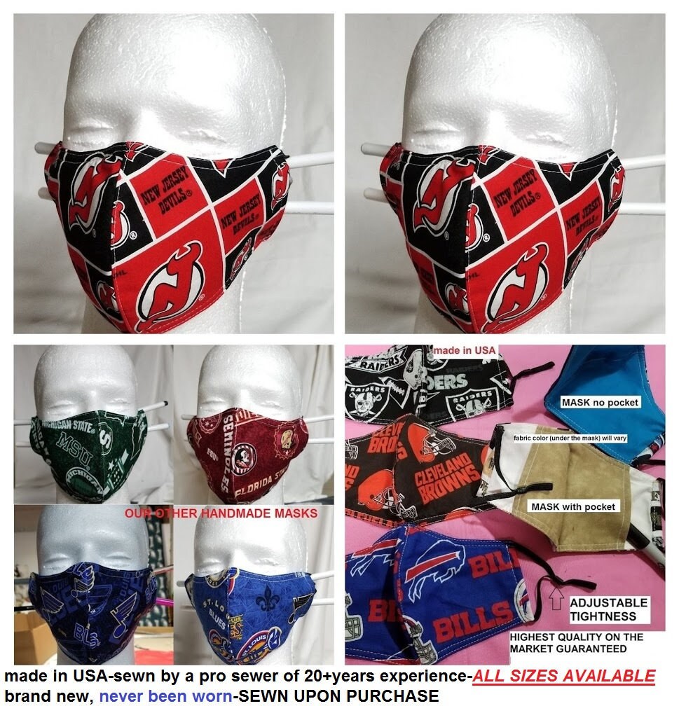 New jersey devils face mask BREATHABLE 2 3 4 layers nose | Etsy