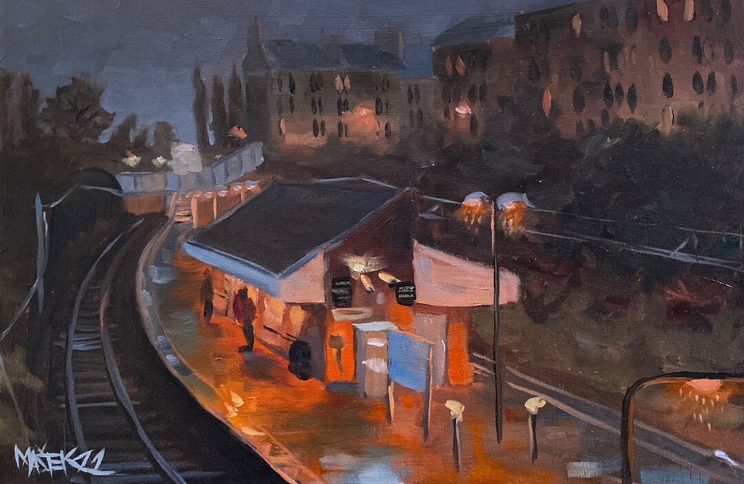 Mount Florida Station Original Oil Painting Glasgow Southside Scotland ...
