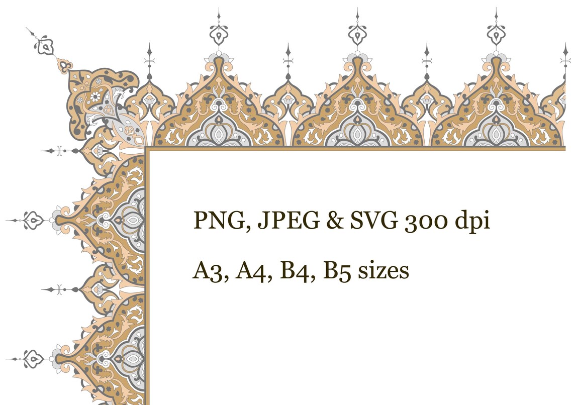 Persian Arabic Gold Border SVG. Arabic Calligraphy Frame. Gold Digital ...