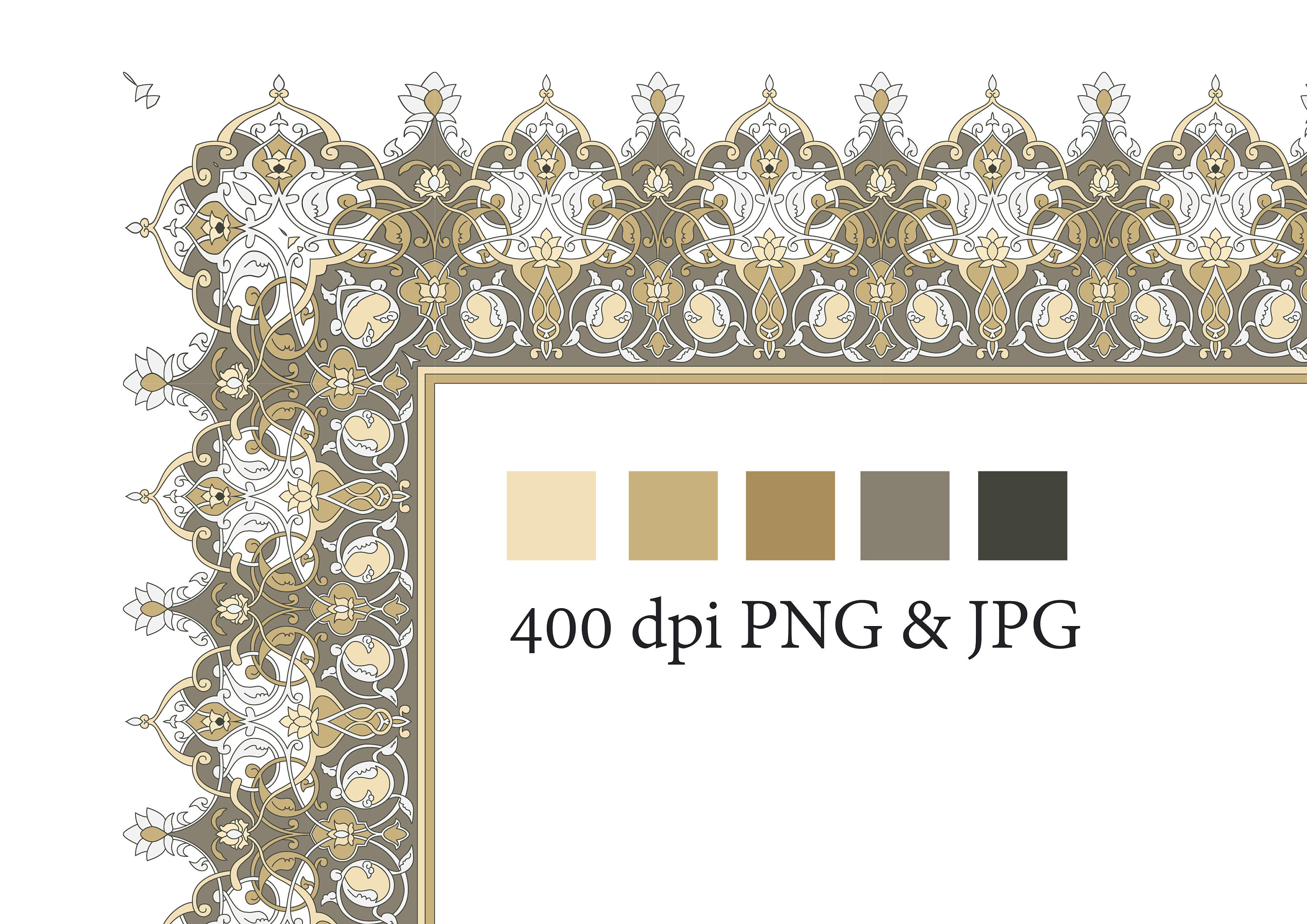 Persian Arabic Gold Border SVG. Arabic Calligraphy Border.gold Digital ...