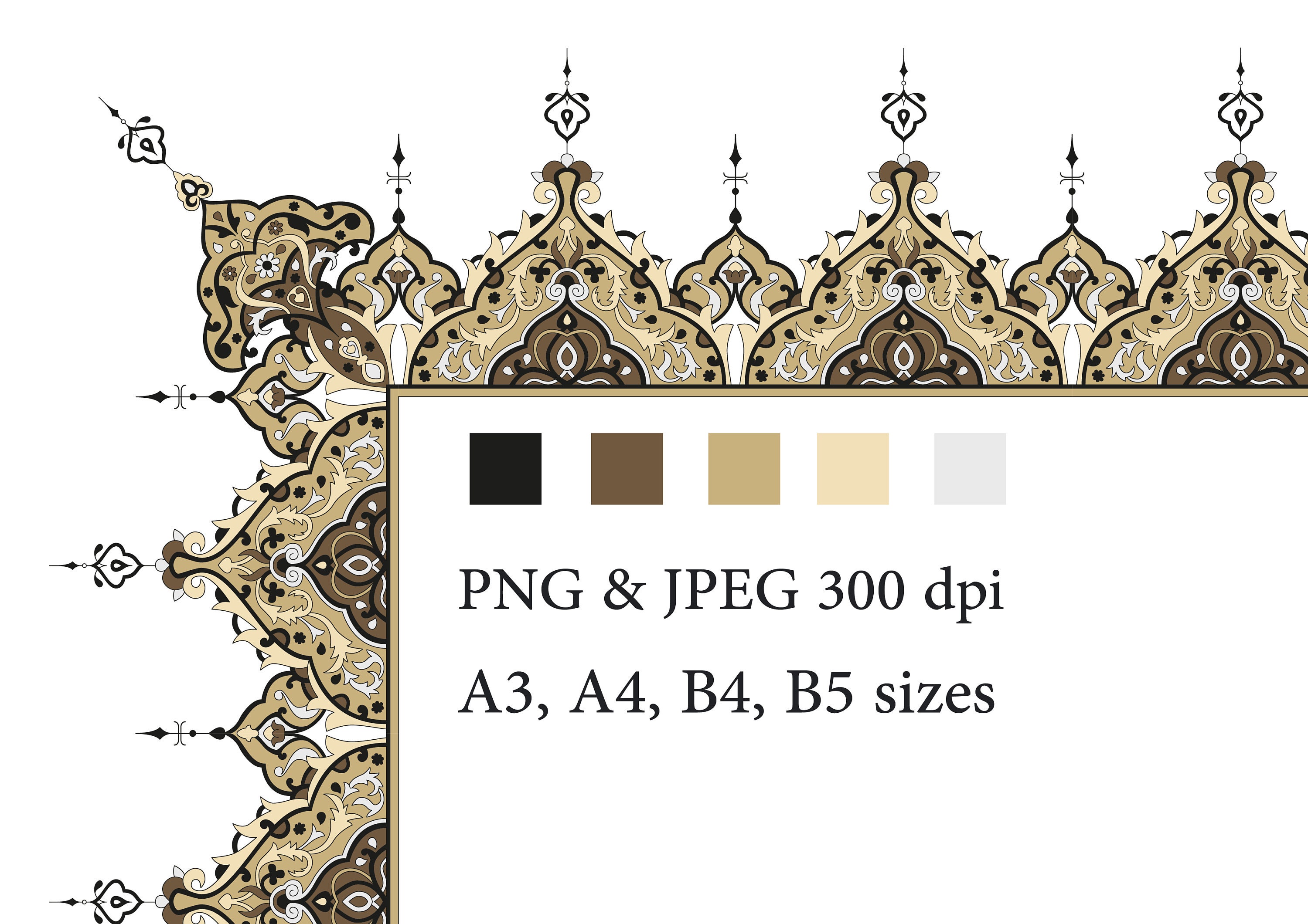 Persian Arabic Gold Border SVG. Arabic Calligraphy Border.gold Digital ...