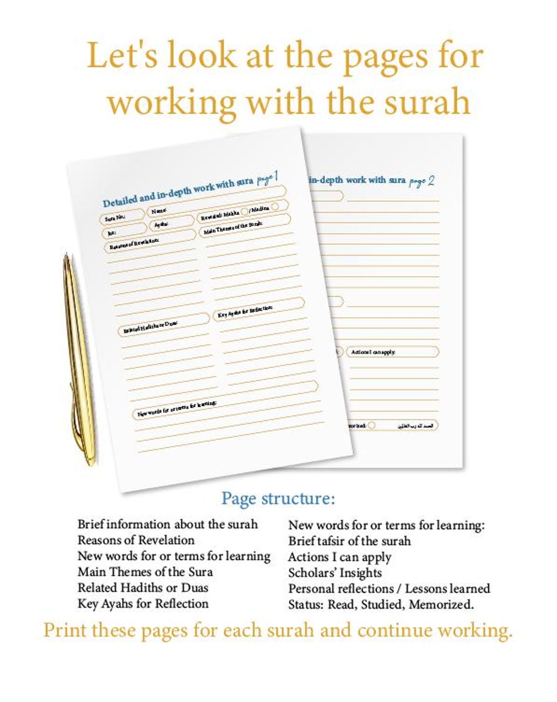 Qur’an Study Workbook | Surah Reflection and Tafsir Journal | Quran ...