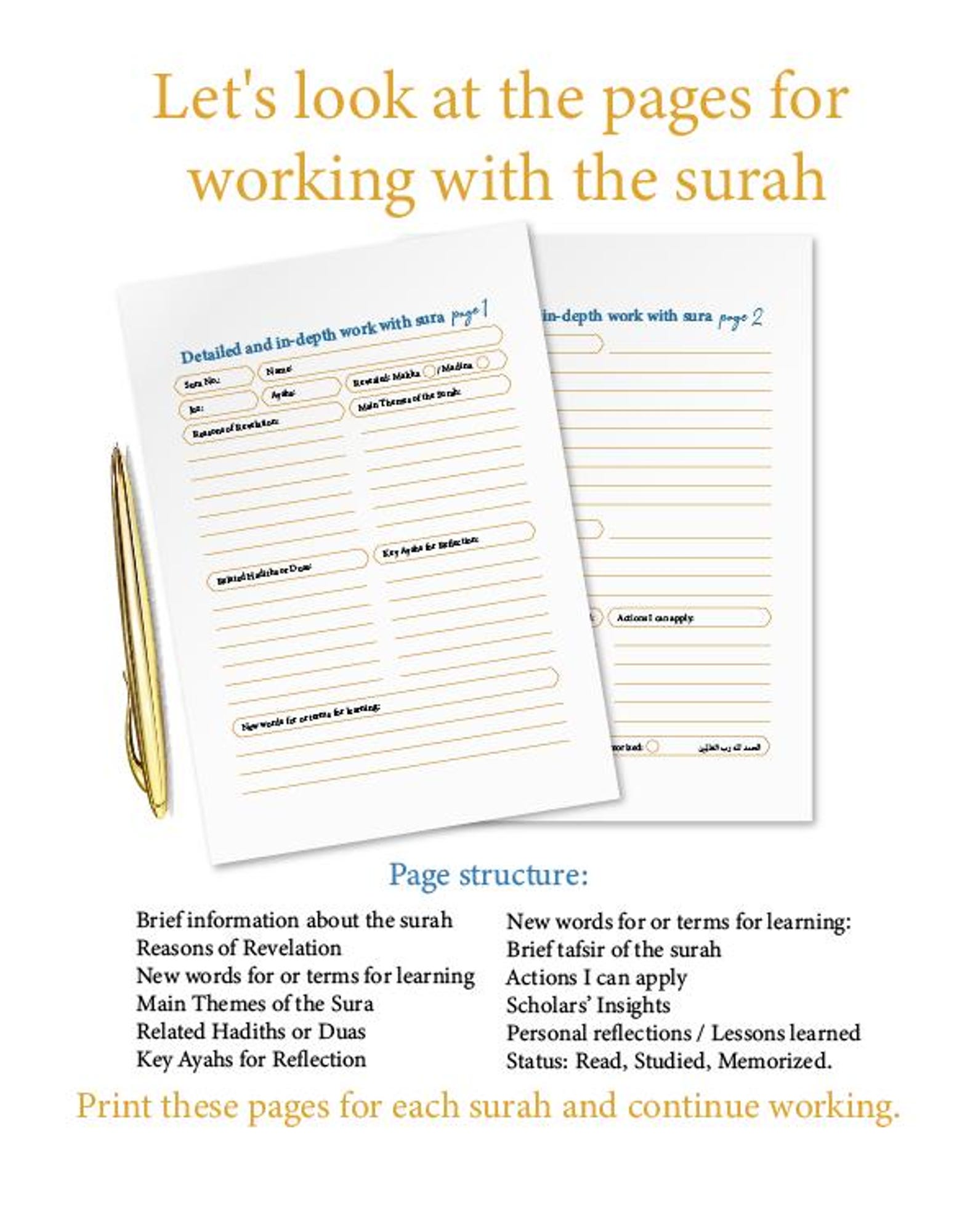 Qur’an Study Workbook | Surah Reflection and Tafsir Journal | Quran ...