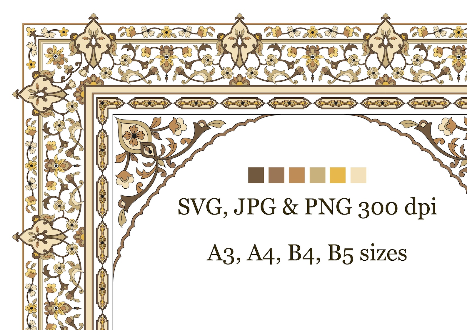 Persian Arabic Gold Border With Additional Decor SVG. Arabic ...