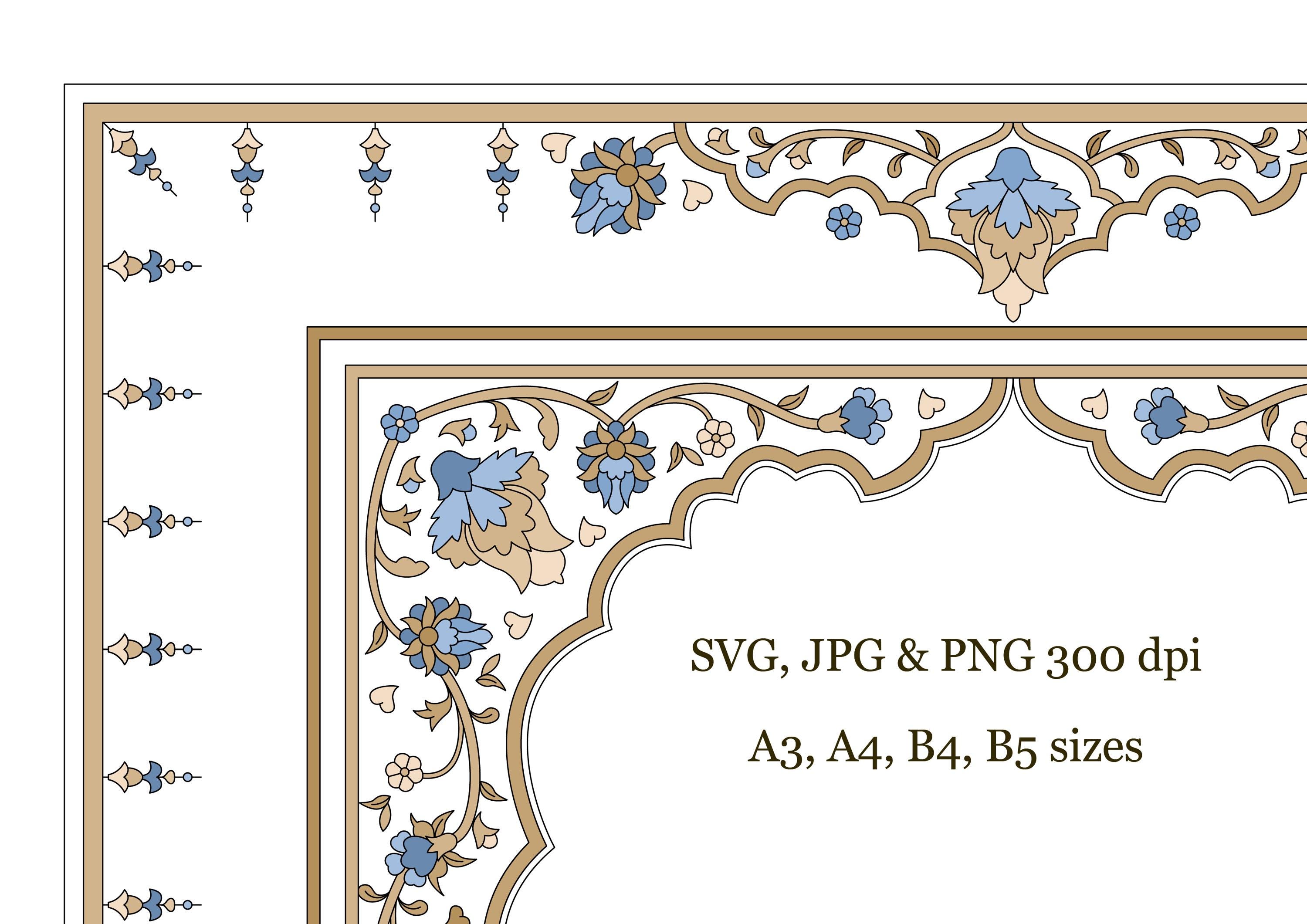 Persian Arabic Gold Border SVG. Arabic Calligraphy Frame. Gold Digital ...