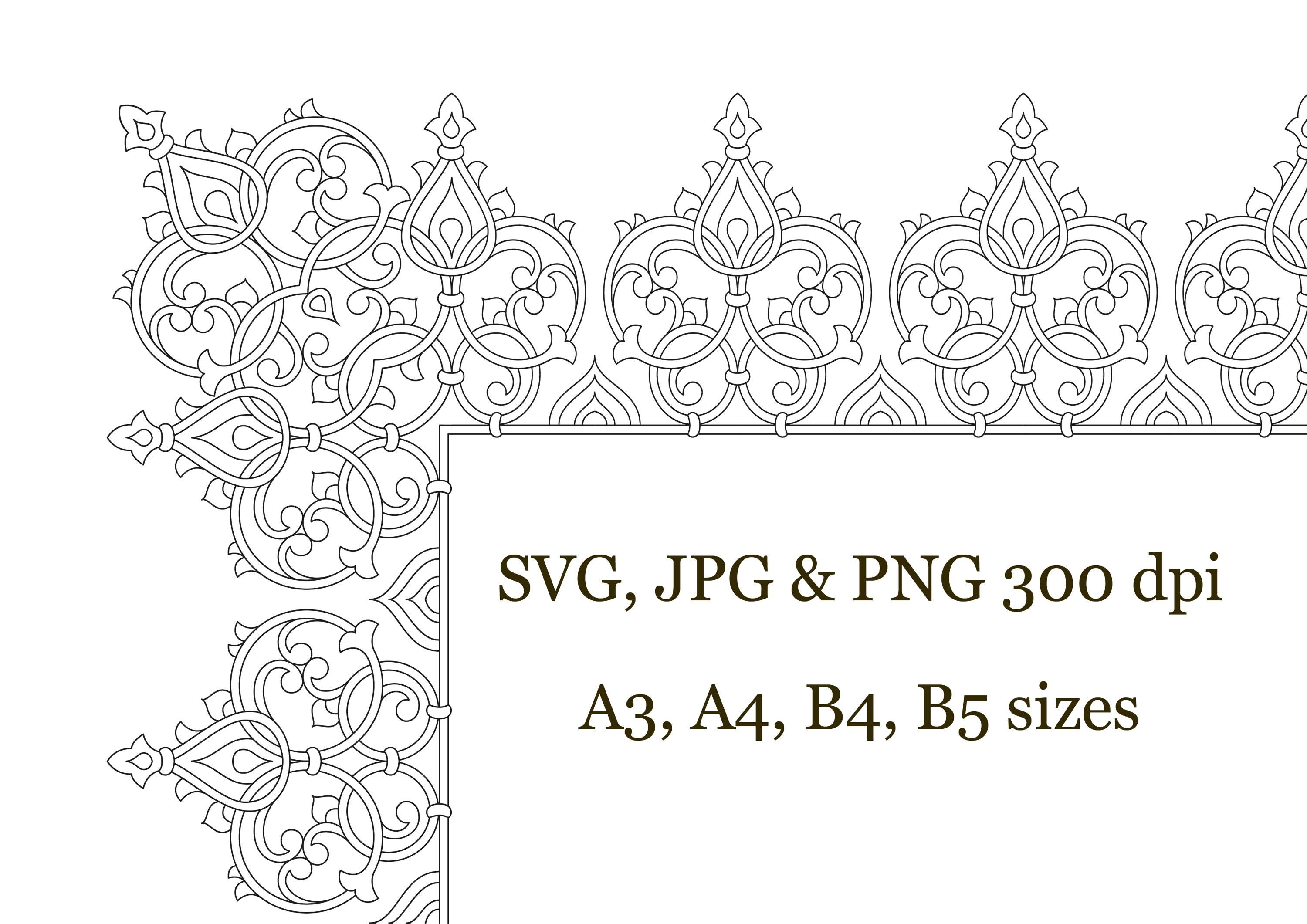 Persian Border Design SVG. Arabic Calligraphy Border. Black Line ...