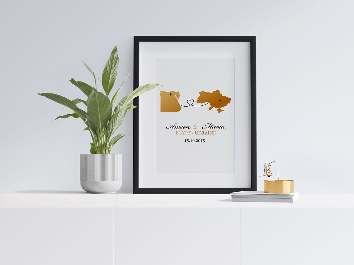 Personalized Country Map for Love Couple or Friends. Custom Meeting and ...