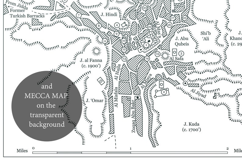 Mecca Old Map Design. Islamic Wall Art. Map Digital Design. - Etsy