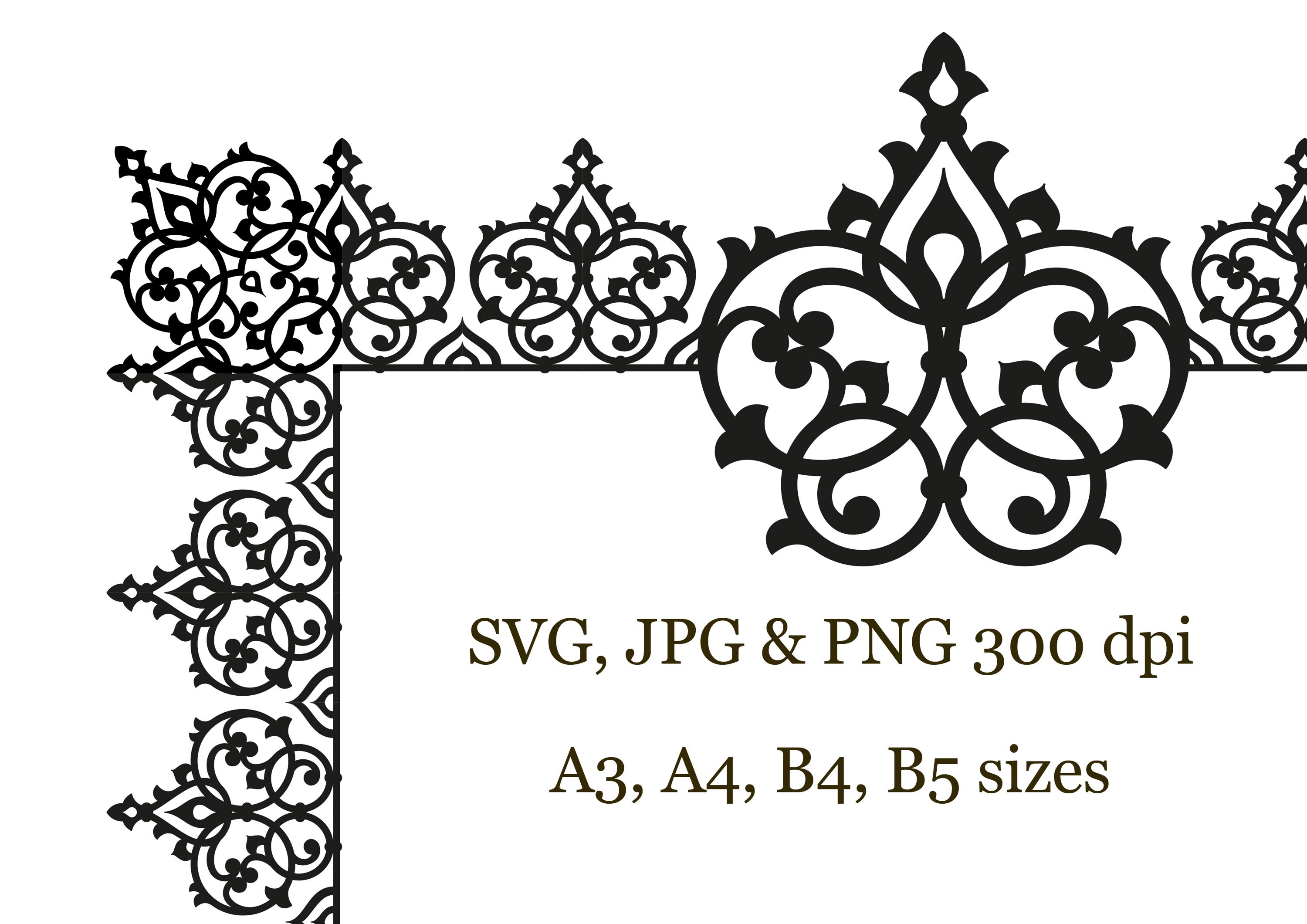 Persian Arabic Border SVG. Arabic Calligraphy Border. Black Line ...