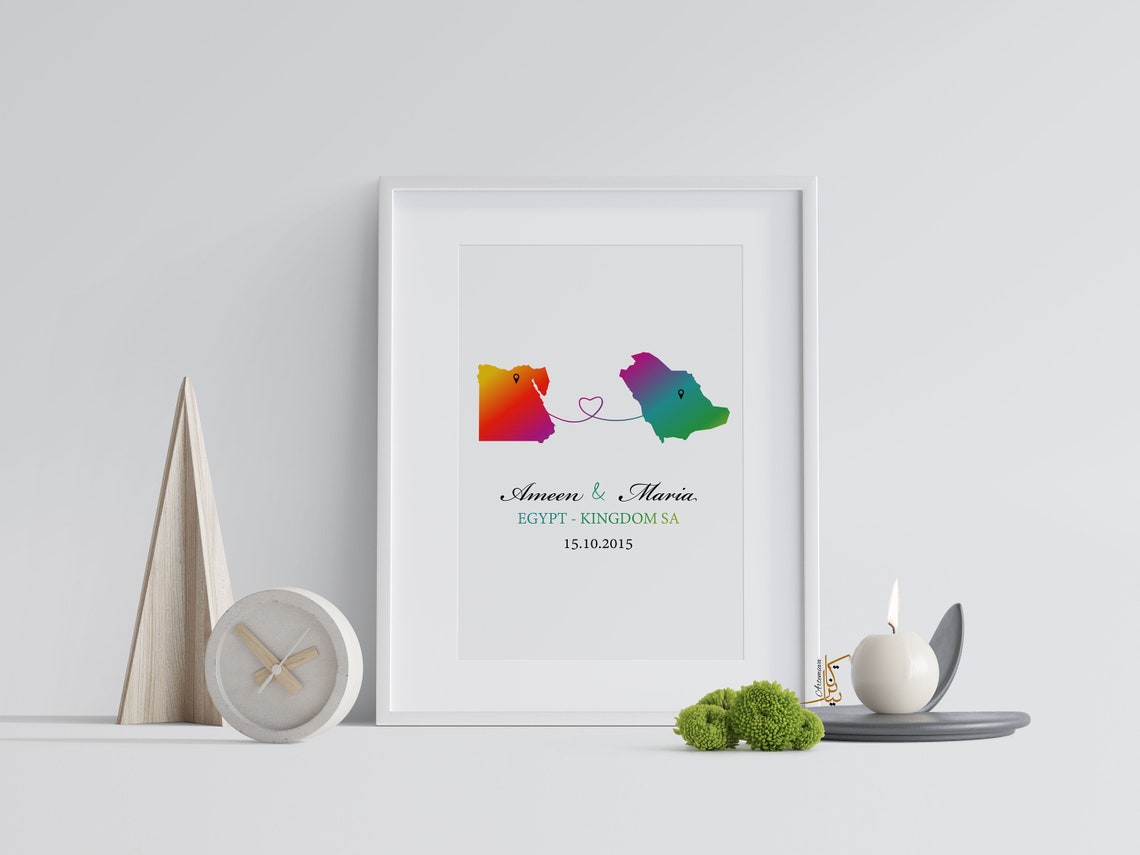 Personalized Country Map for Love Couple or Friends. Custom Meeting and ...