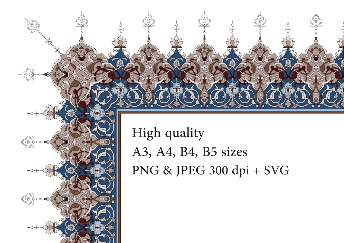 Persian Arabic Gold Border SVG. Arabic Calligraphy Frame. Gold Digital ...
