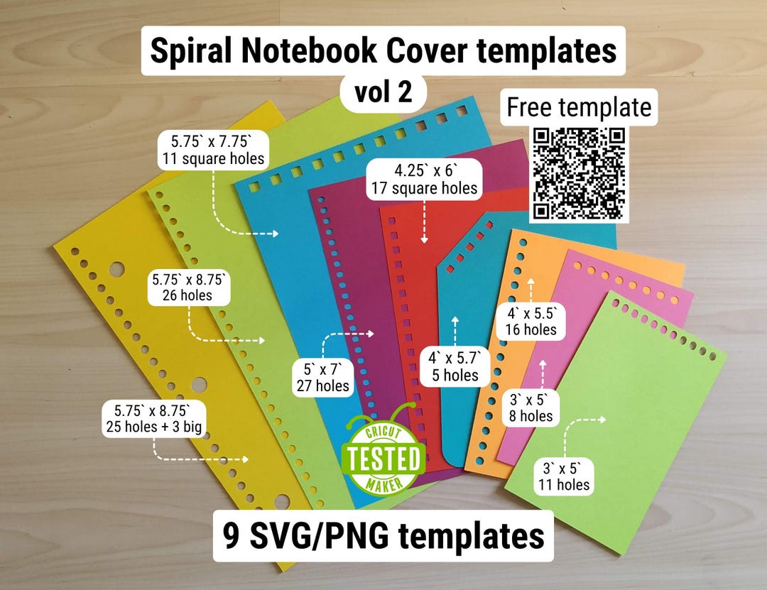 Notebook Template SVG, Spiral Notebook Cover Templates, 9 SVG Notebook ...