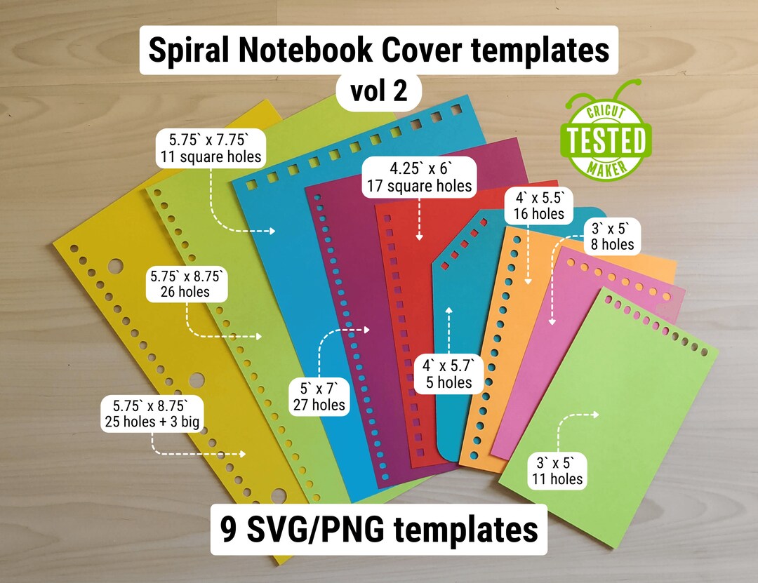 Notebook Template SVG, Spiral Notebook Cover Templates, 9 SVG Notebook ...