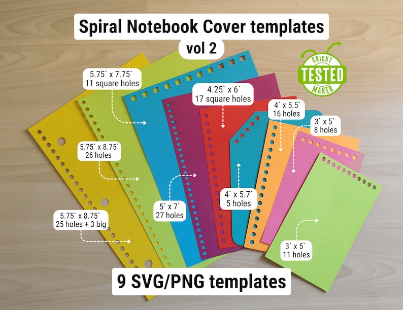 Notebook Template SVG Spiral Notebook Cover Templates 9 SVG - Etsy