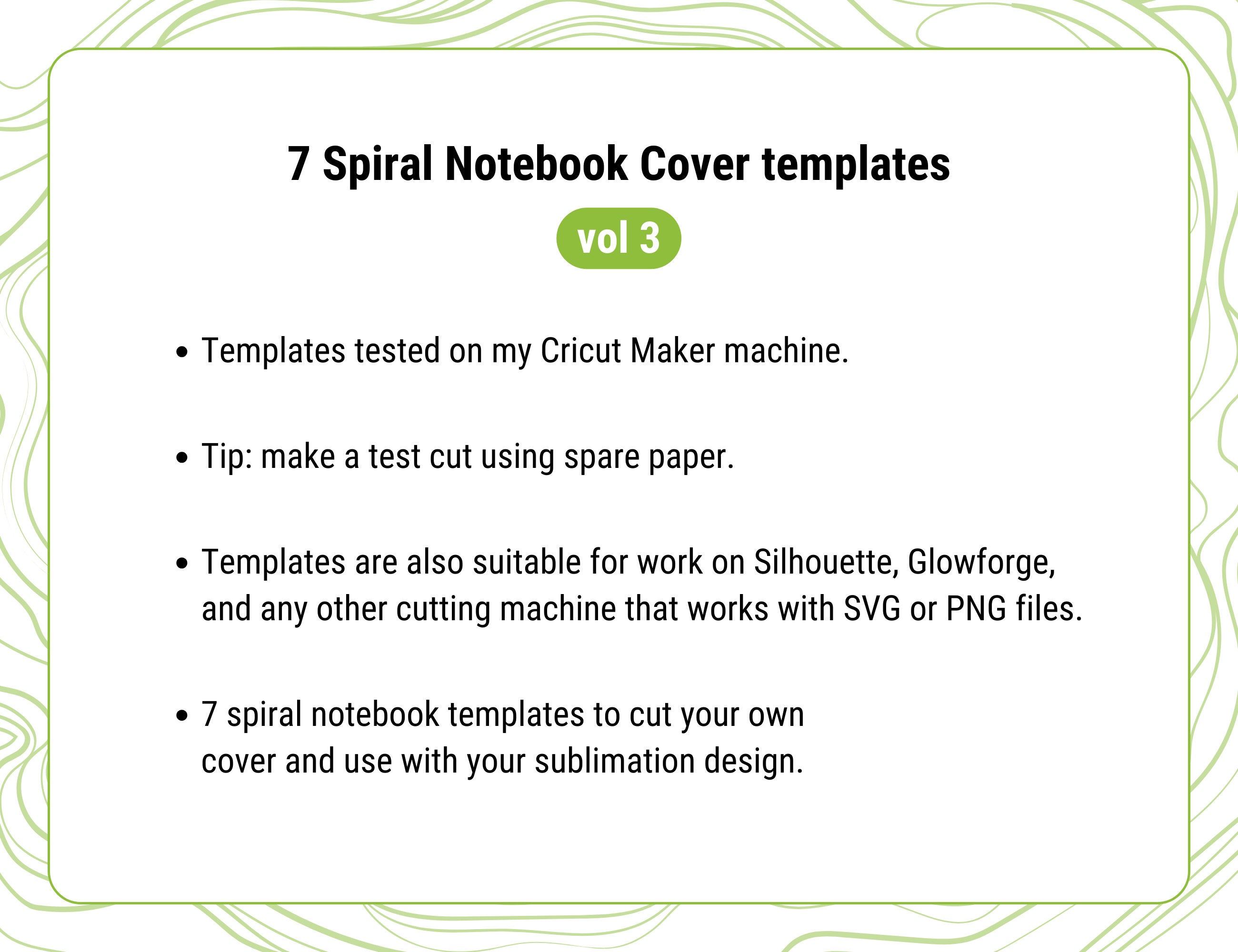 Pen and Gear Spiral Notebook Cover Templates, 7 SVG Laser Cut Sizes ...