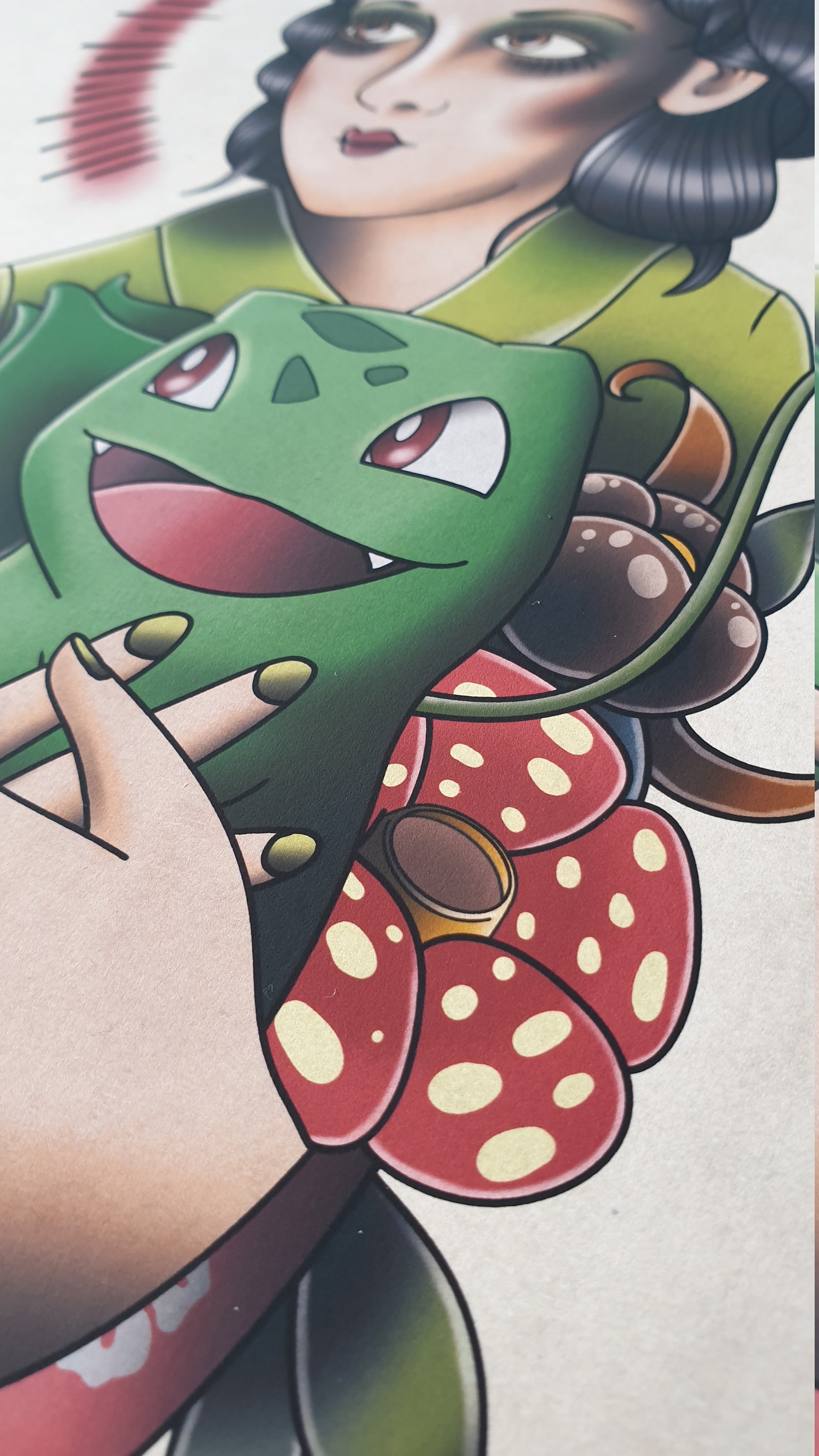 Erika's Bulbasaur Traditional Tattoo Flash Pokemon Print - Etsy