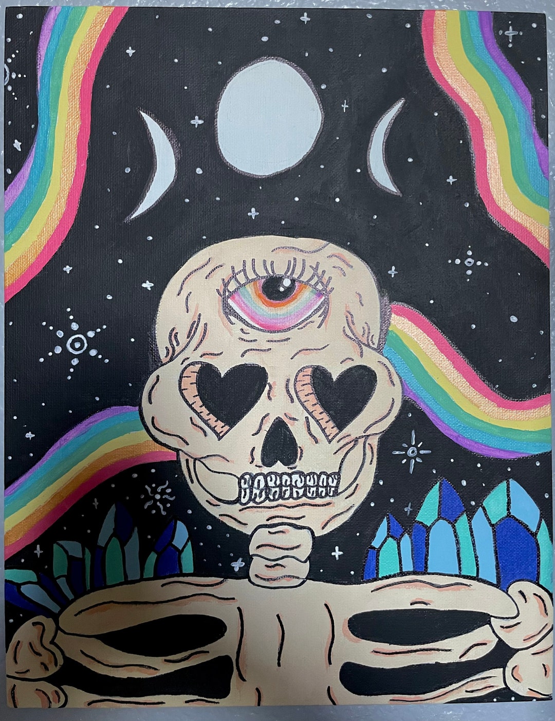 Trippy Skeleton Painting - Etsy