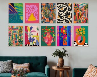 Eclectic Botanical Maximalism, 14 Colorful Printable Wall Art Set ...
