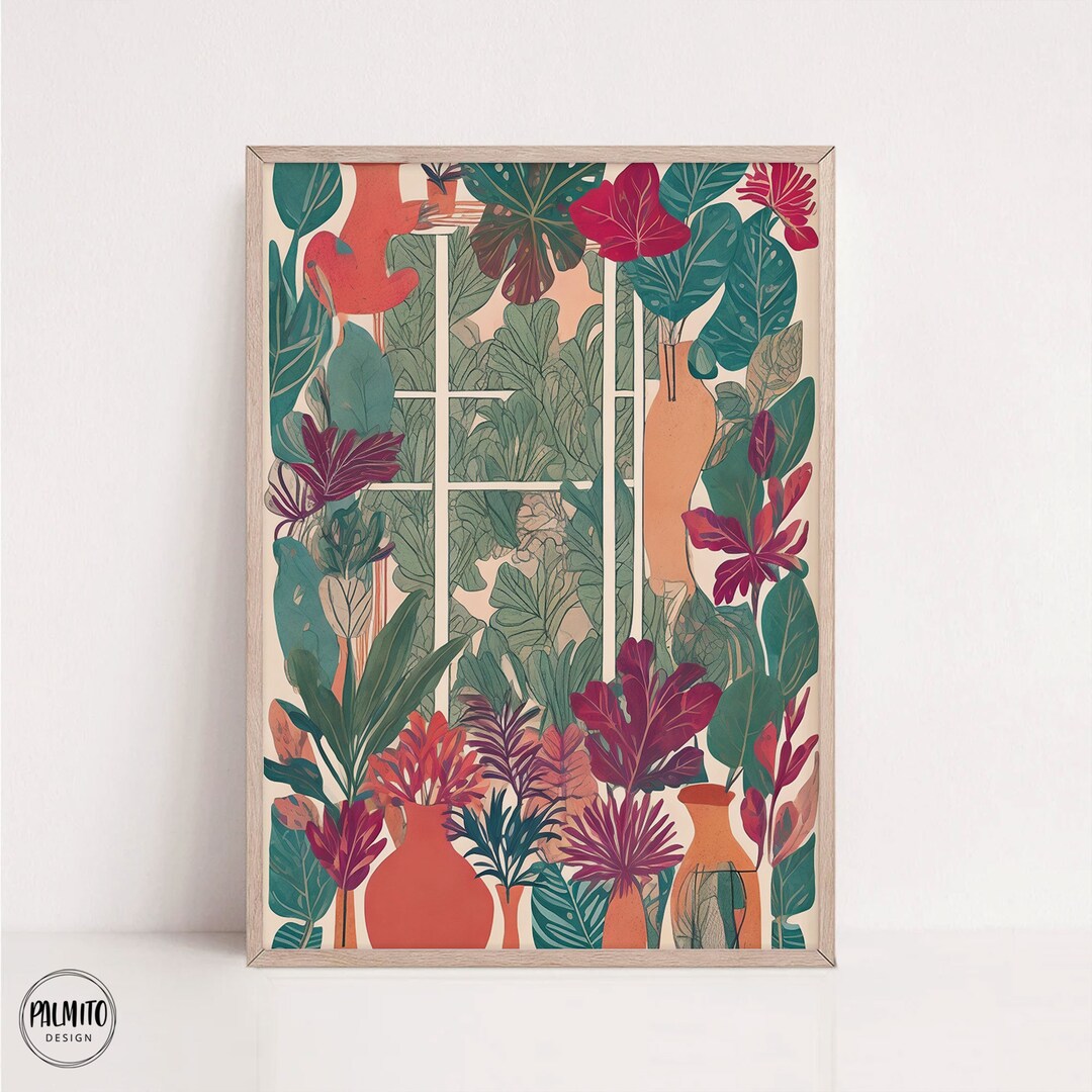 Fall Wall Art, Maximalist Botanical Wall Art, Digital Colorful Print ...
