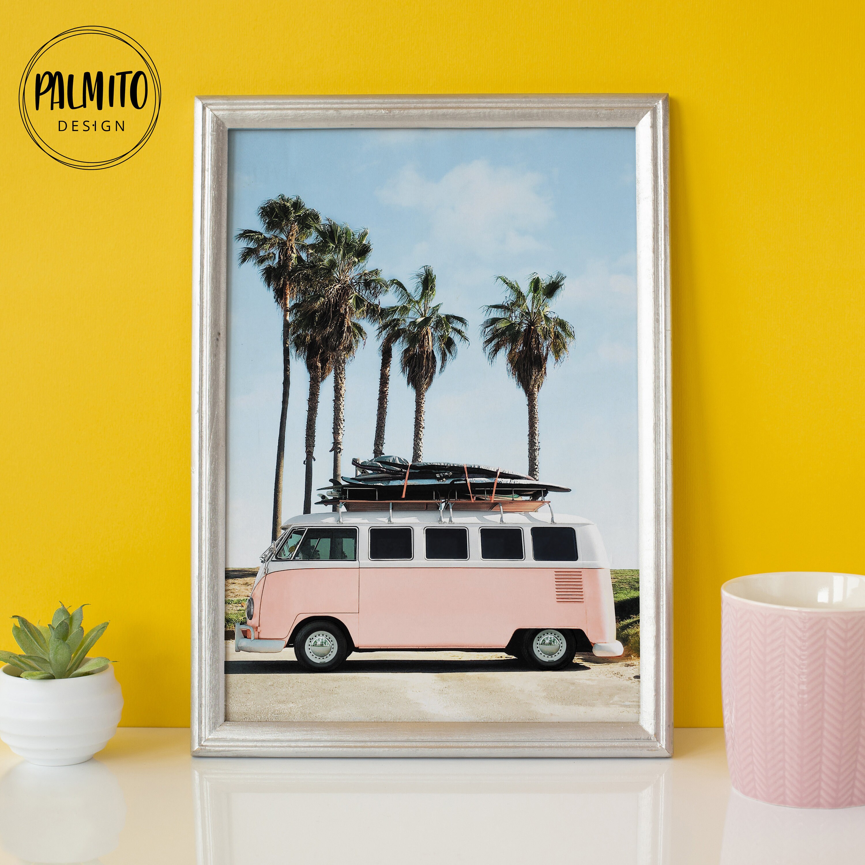 Beach Printable Wall Art Set Vintage Van Print Pineapple | Etsy