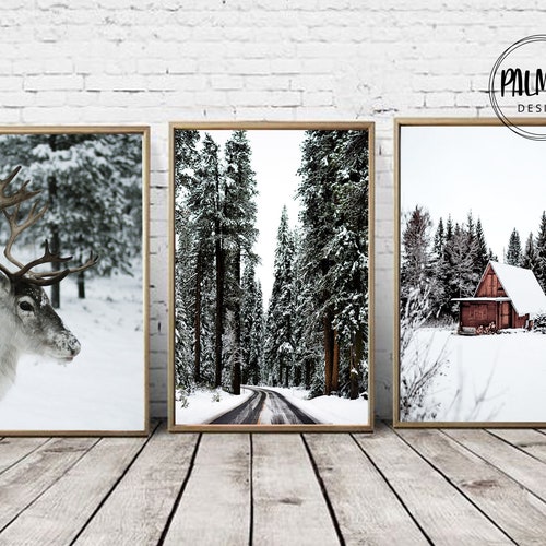 Winter Printable Wall Art Set of 3 Nordic Christmas Wall Art - Etsy