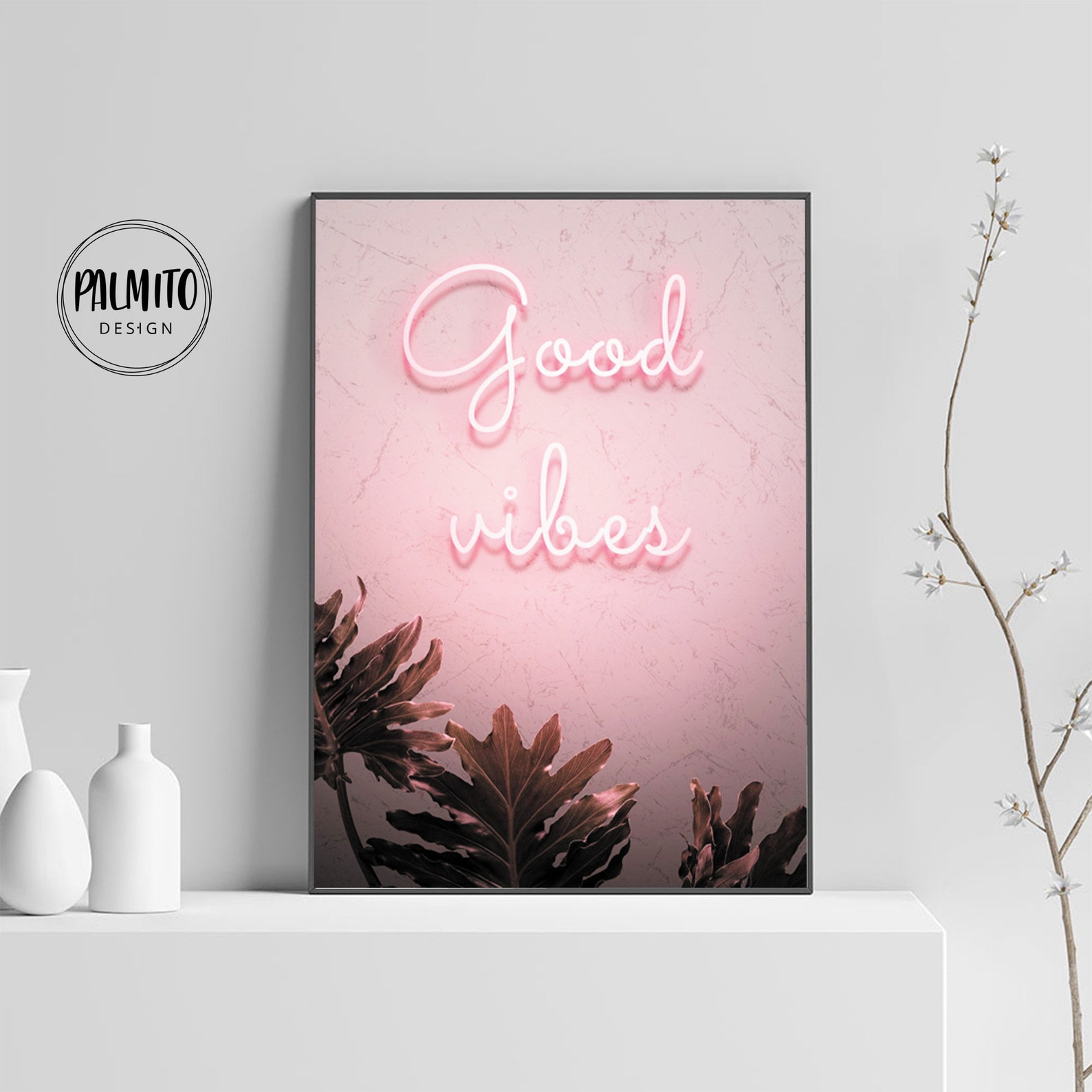 Pink Neon Good Vibes | Etsy