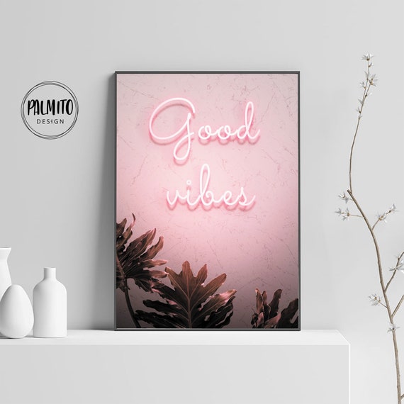 Pink Neon Good Vibes | Etsy