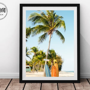 Set of 3 Surf and Beach Wall Decor Printables, Colorful Coastal Decor ...