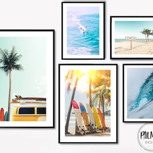 Beach Themed Decor, Set of 5 Surf Posters, Surf Nursery Decor ...