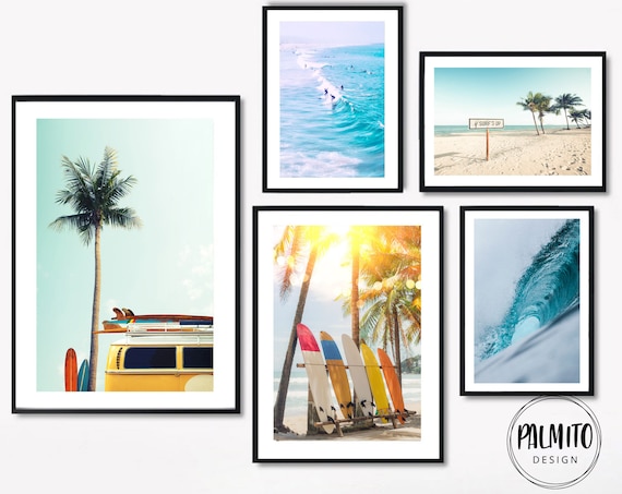 Beach Themed Decor Set of 5 Surf Posters Surf Nursery Decor - Etsy ...