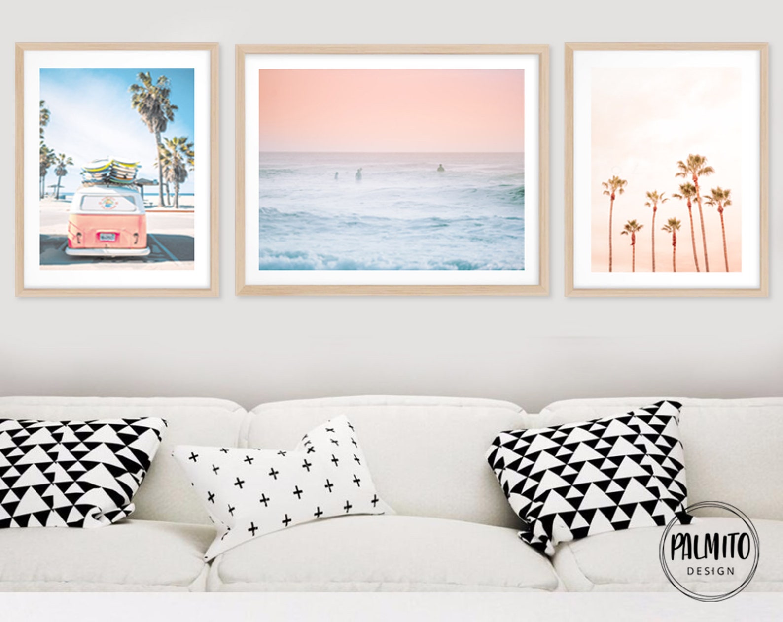 Set of 3 Salmon Prints of Beach and Surf Printable Wall Art - Etsy