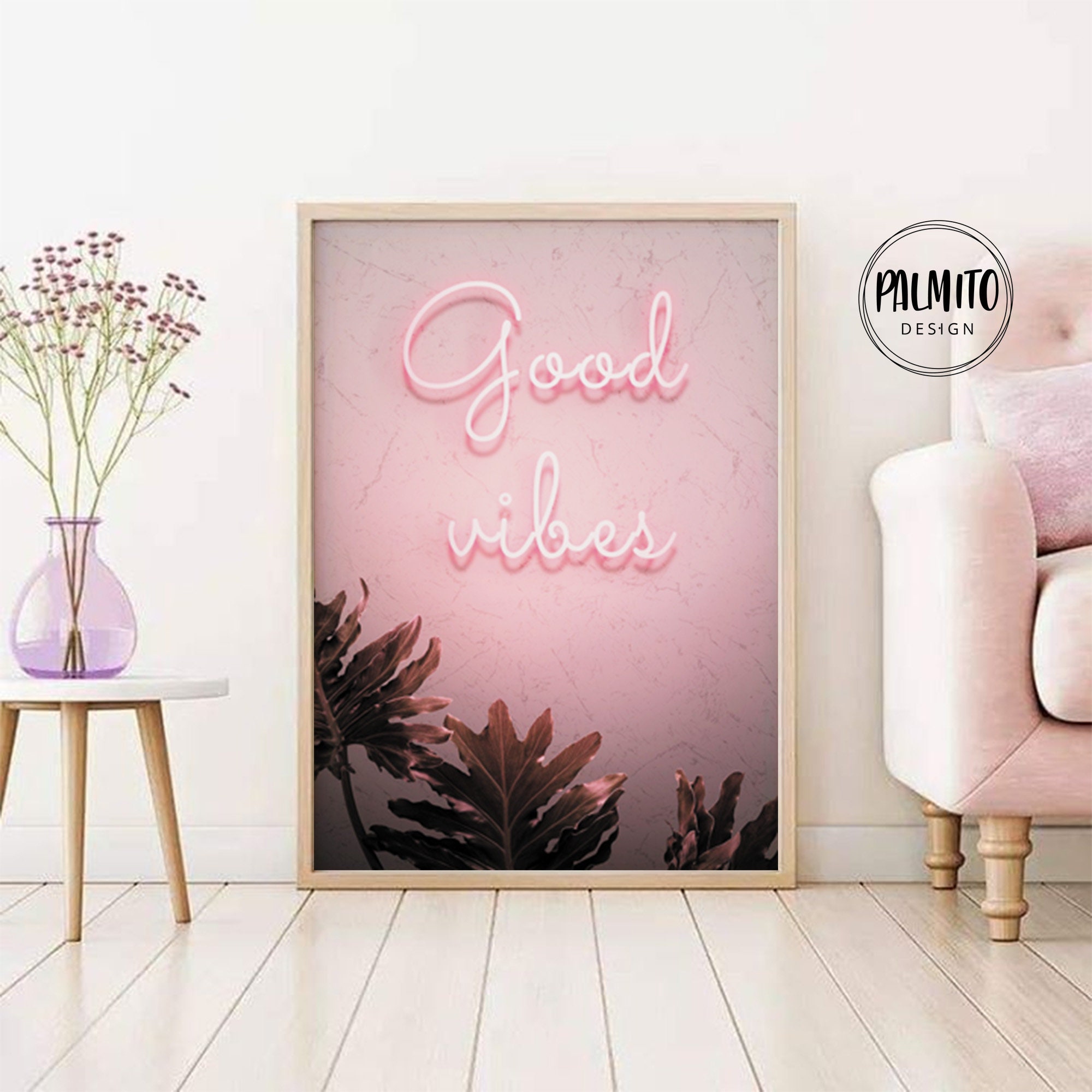 Pink Neon Good Vibes | Etsy