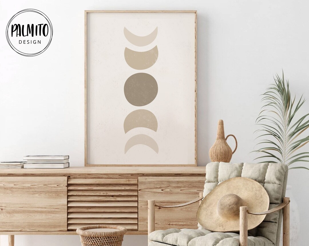 Neutral Moon Phases Print, Boho Moon Poster, Earth Tones Art, Instant ...