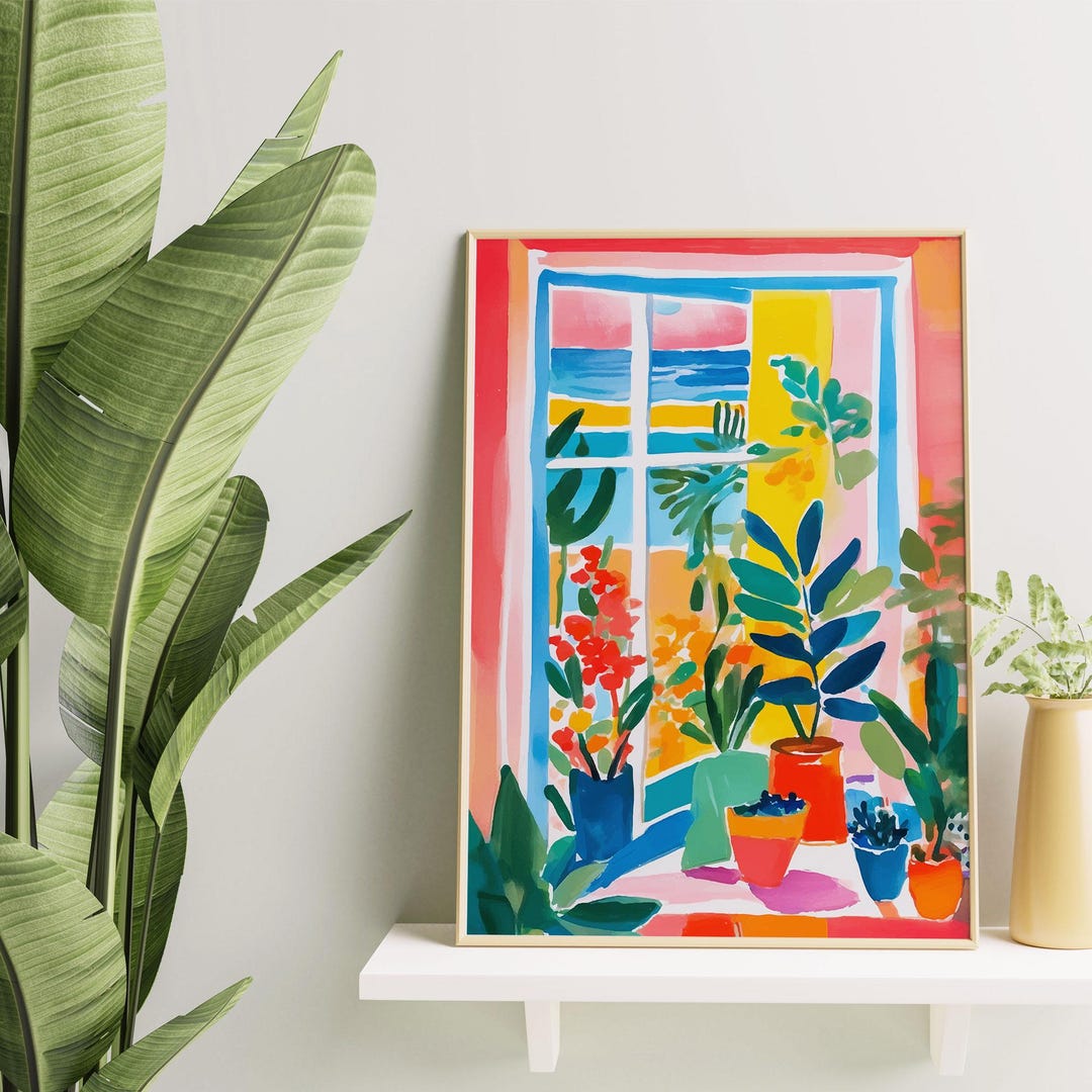 Colorful Matisse Inspired Printable Wall Art, Window With Plants Print ...