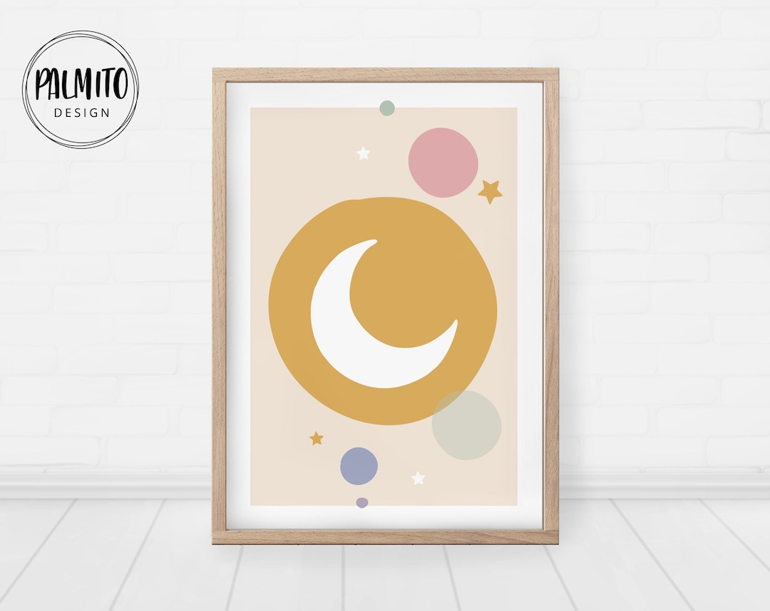 Pastel Moon Nursery Print: Boho Kids Room Decor (digital Download) - Etsy