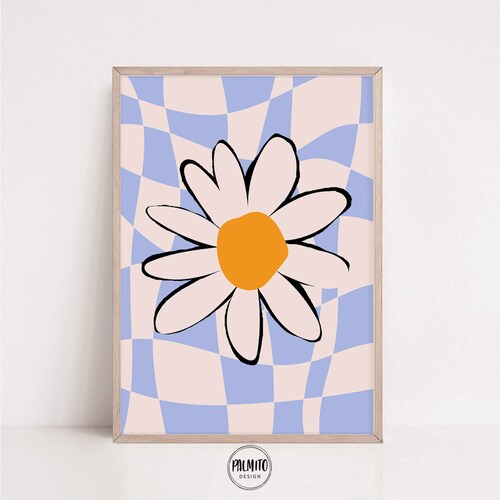 Daisy Wall Art Retro Print Floral Print Retro Flower - Etsy