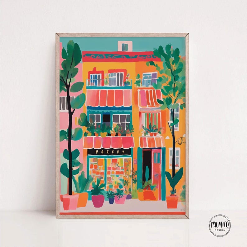 Colorful Bakery Storefront Art Print: Vibrant Facade (digital Download ...