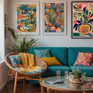 Eclectic Botanical Maximalism, 14 Colorful Printable Wall Art Set ...