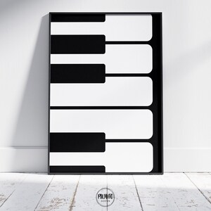 Piano Keys Print, Music Printable Wall Art, Retro Music Poster, Instant ...