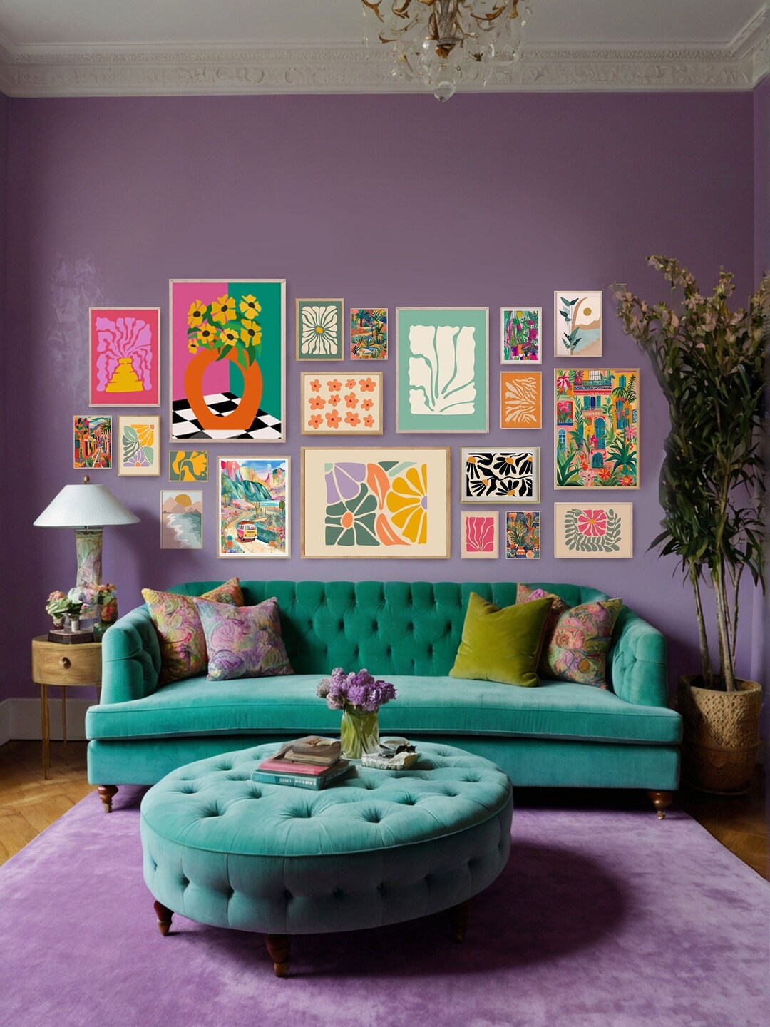 Bright Wall Art, Colorful Gallery Wall Set, Set of 20 Digital Download ...