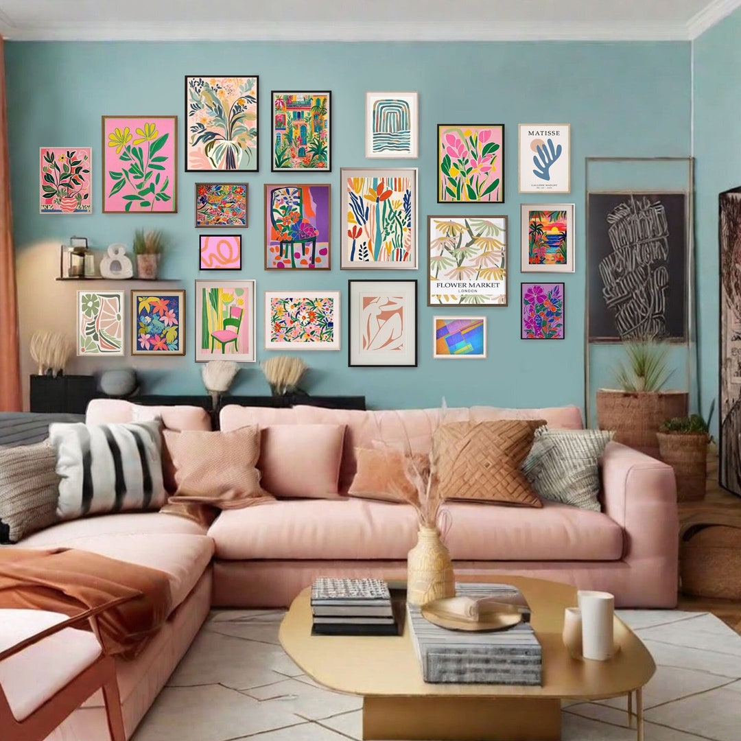 Colorful Maximalist Wall Art, Floral Wall Art, Bold Wall Art, Eclectic ...