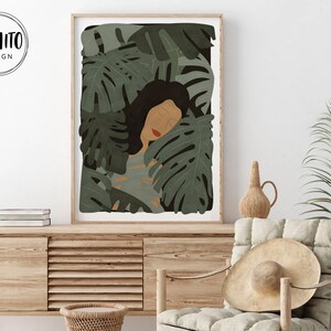 Jungle Girl Print Instant Download, Woman Surrounded by Jungle ...