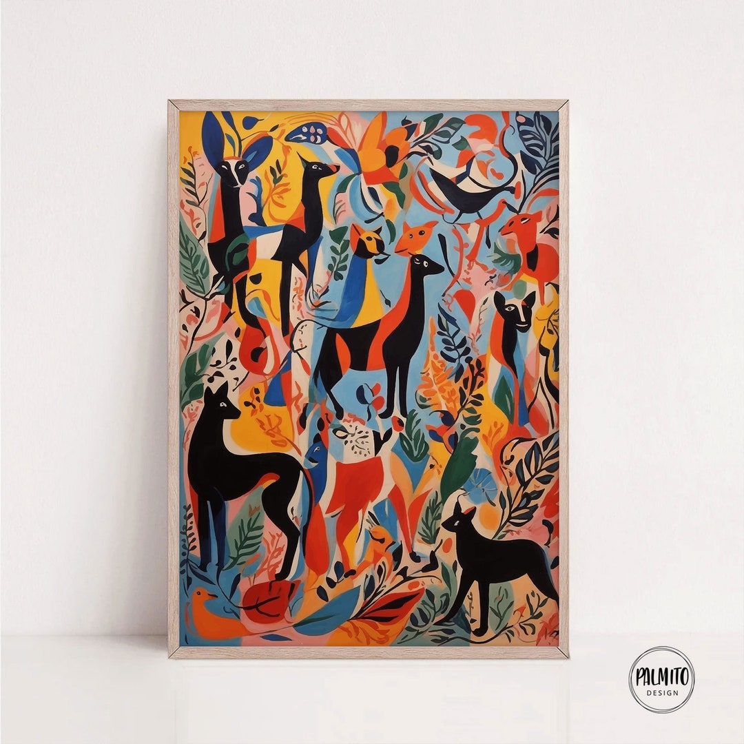 Colorful Abstract Animals Art Print: Eclectic Maximalist Decor (digital ...