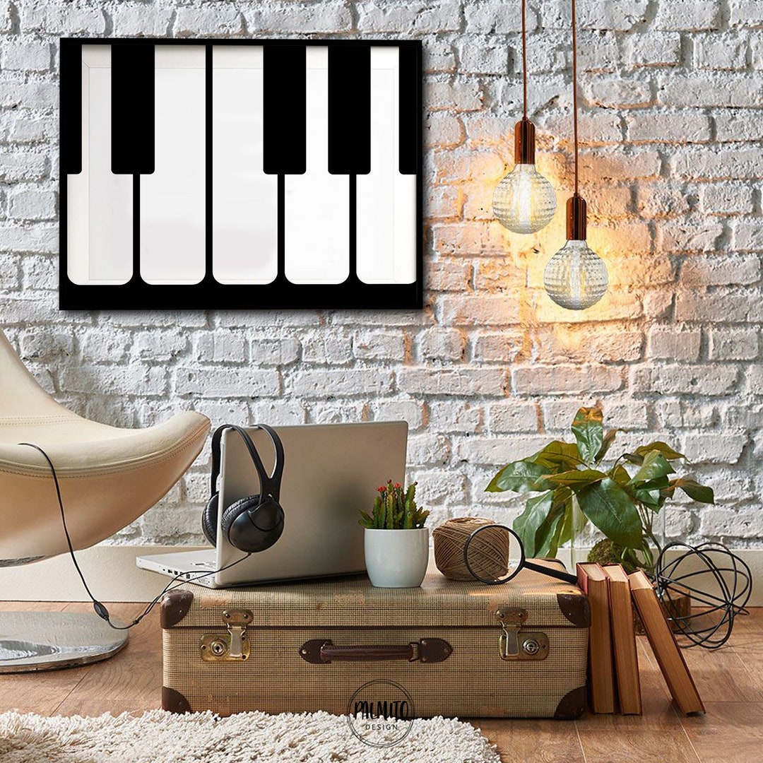 Piano Keys Print, Music Printable Wall Art, Retro Music Poster, Instant ...
