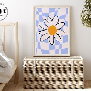 Retro Daisy Print, Pastel Flower Printable Wall Art, Floral Art Print ...