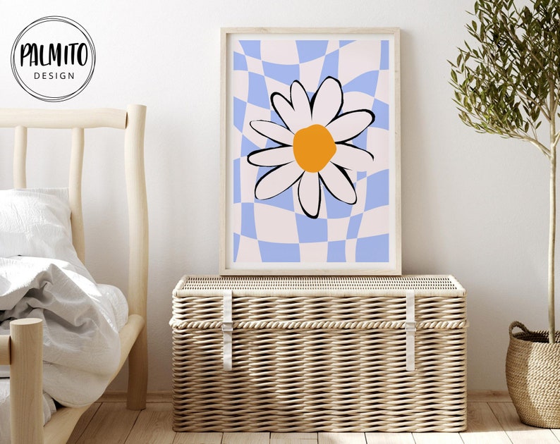 Retro Daisy Print Pastel Flower Printable Wall Art Floral - Etsy