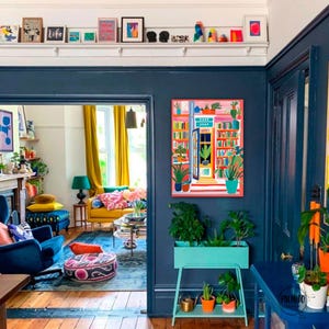 Colorful Bookstore Storefront Printable Wall Art | Vibrant Bookshop ...